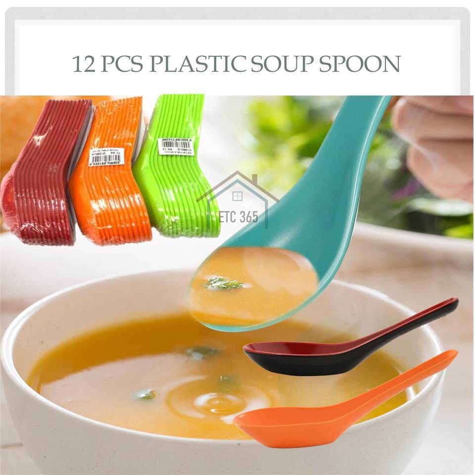 12pcs BPA FREE REUSEABLE PLASTIC SOUP SPOON SUDU SUP PLASTIK COMMERCIAL ...