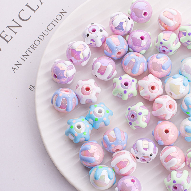 16mm Hand-painted Beads DIY Mobile Phone Chain Bracelet Beading ...