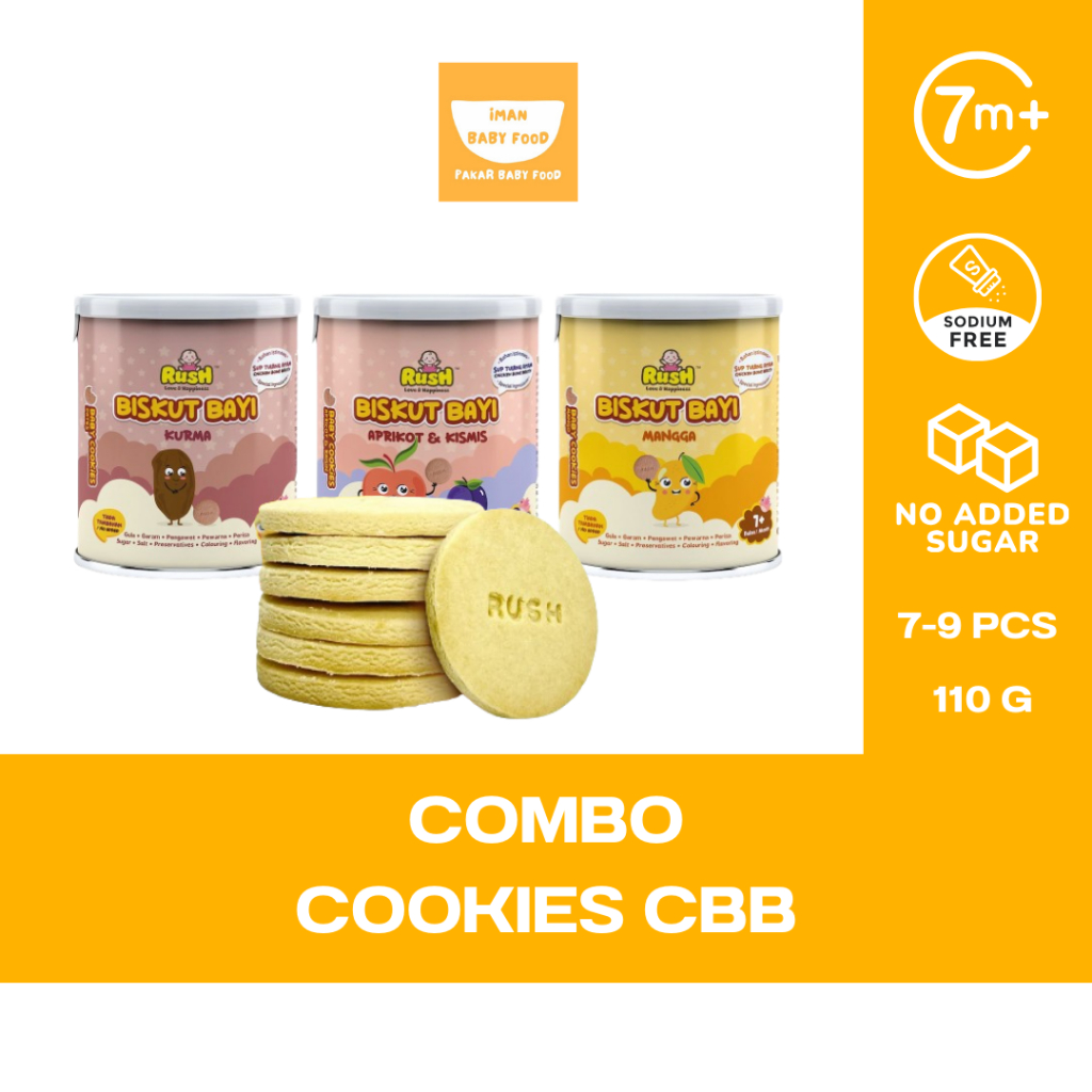Biskut Bayi Baby Snack RUSH Cookies 7 Bulan Tanpa Garam dan Gula Sedap ...
