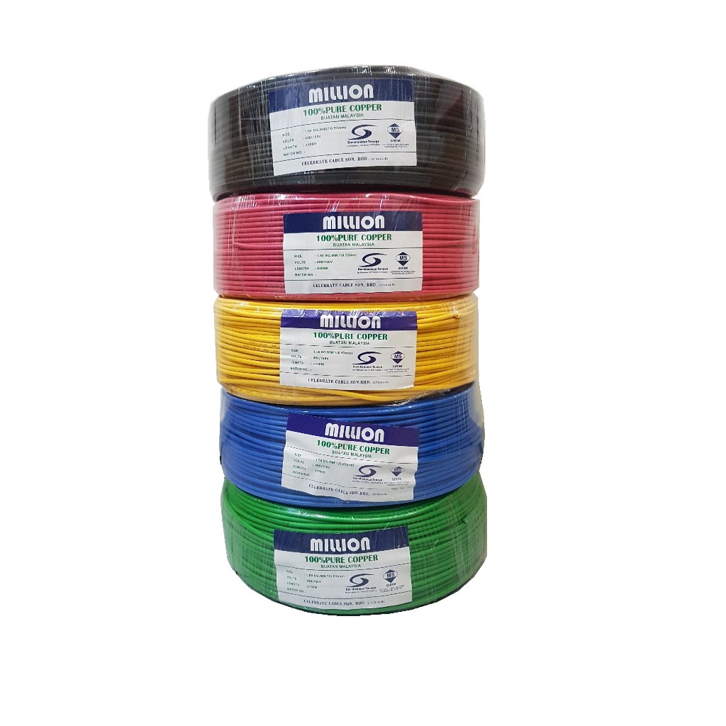 MILLION wire Cable SIRIM 100% Pure Copper (1.5mm/2.5mm) | Shopee Malaysia