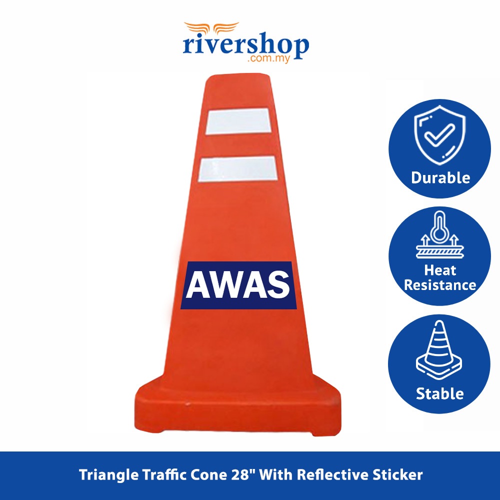 Triangle Traffic Cone 28" With Reflective Sticker / AWAS / Security ...