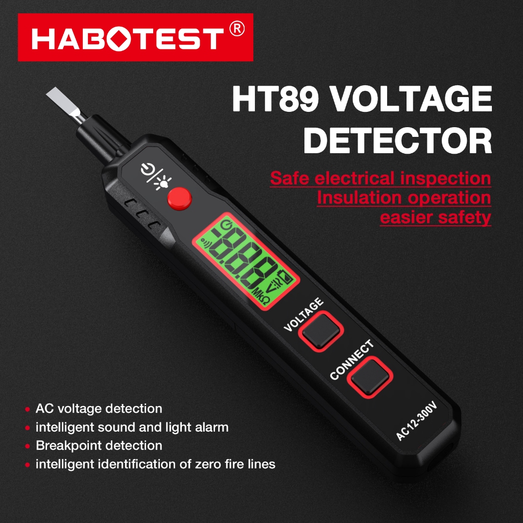 HABOTEST🔥HT89 12~300V AC Voltage Detector Digital Test Pen NCV ...