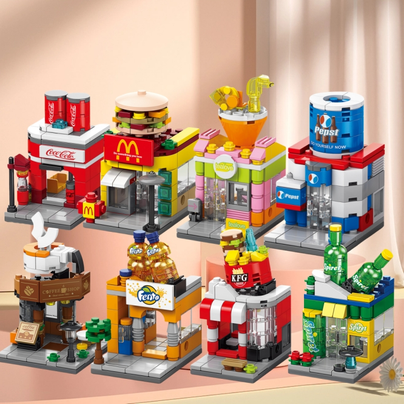 Mainan McDonald City Street View McDonald's Shop Model Building Blocks ...