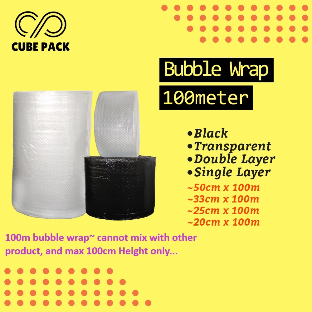 More Size BUBBLE WRAP SINGLE DOUBLE LAYER 100m BLACK CLEAR Air Bubble ...
