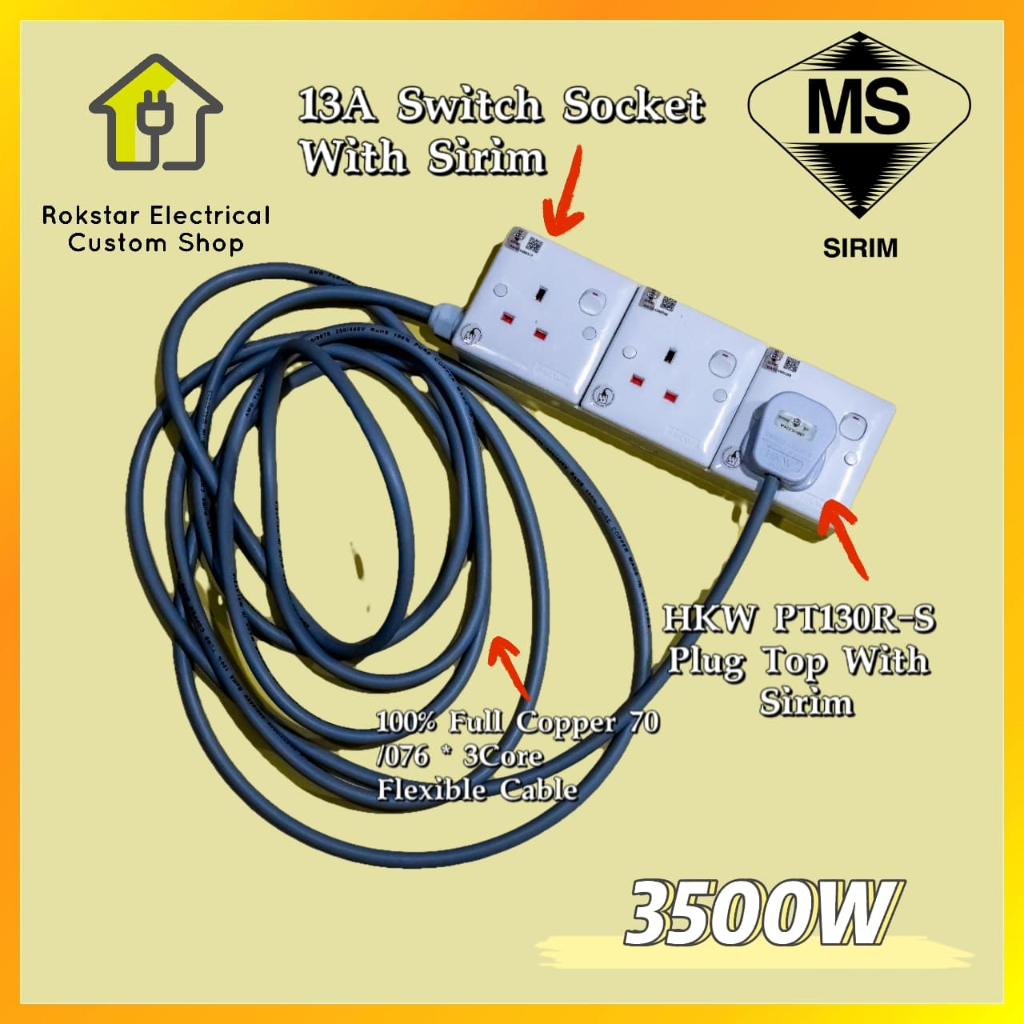 Heavy Duty PVC Trailing Socket Extension Plug Full Copper Wire 3 Way ...