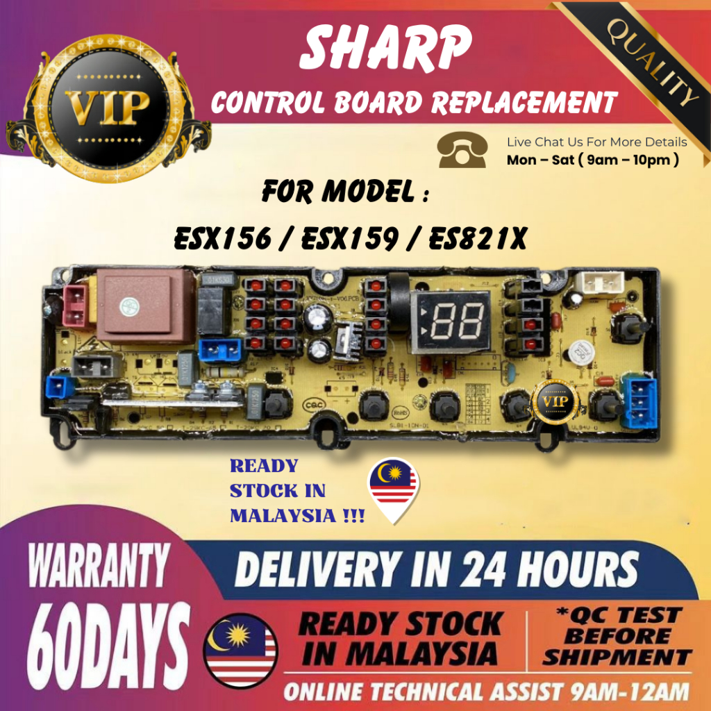 (ORIGINAL) ESX156 / ESX159 / ES821X SHARP WASHING MACHINE PCB BOARD (CONTROL BOARD / PCB BOARD ...