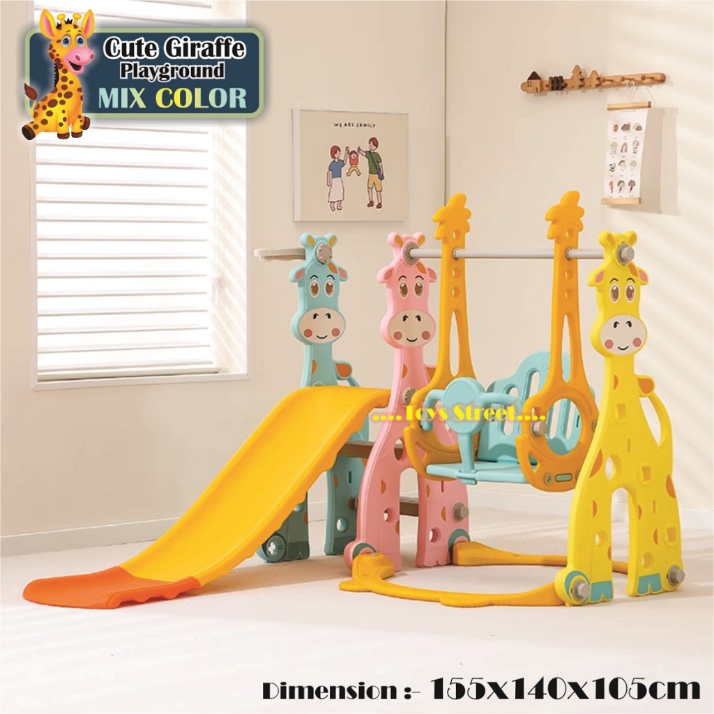 TOYS STREET INDOOR OUTDOOR CUTE GIRAFFE 3 IN 1 SWING & SLIDE WITH ...