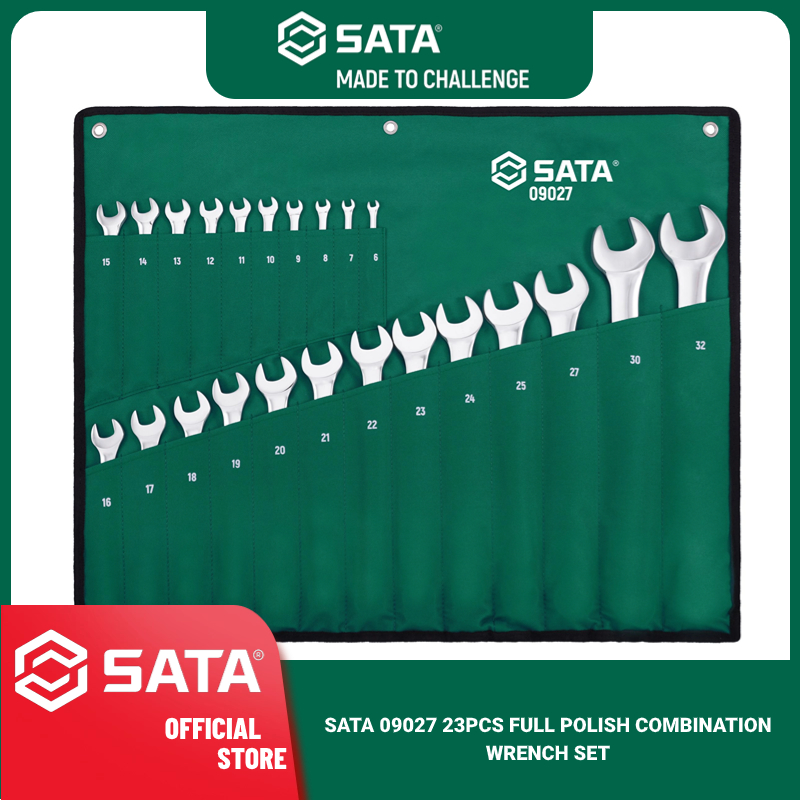SATA 09027 23PCS FULL POLISH COMBINATION WRENCH SET / SPANNAR SET ...