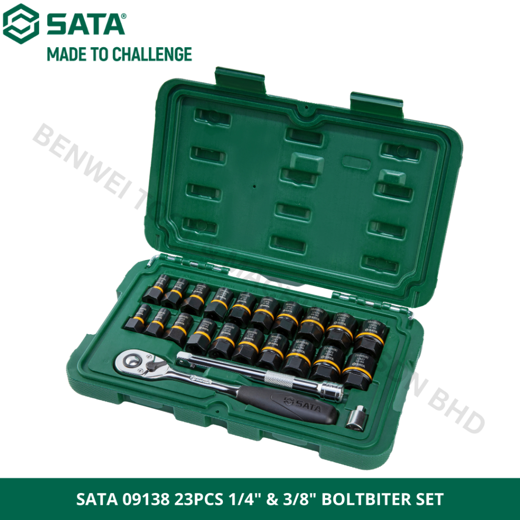 (ND) SATA 09138 23PCS 1/4" & 3/8" BOLTBITER SET / BOLT BITER EXTRACTION ...