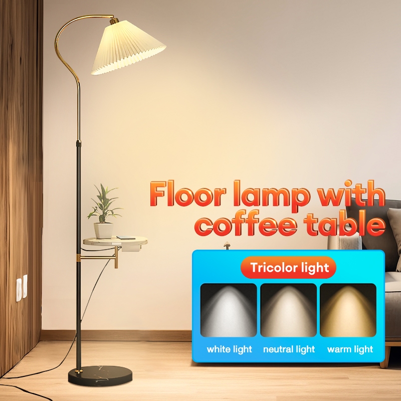 Led Floor Stand Lamp Simple Stand Light with Table Ikea Bed Lamp Lampu Berdiri for Bedside ...