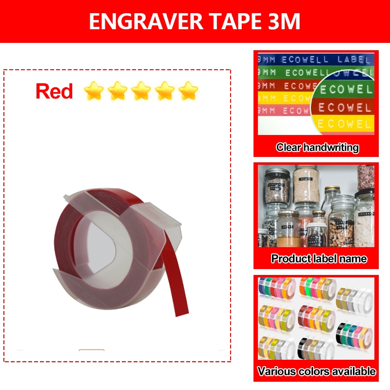 Multicolor Manual Label Maker Sticker Nama Dymo 3D Embossing Sticker ...