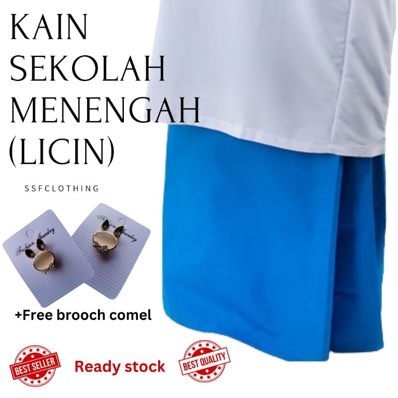 Kain Kurung Muslimah Sekolah Menengah Biru Muda Kain Licin School ...