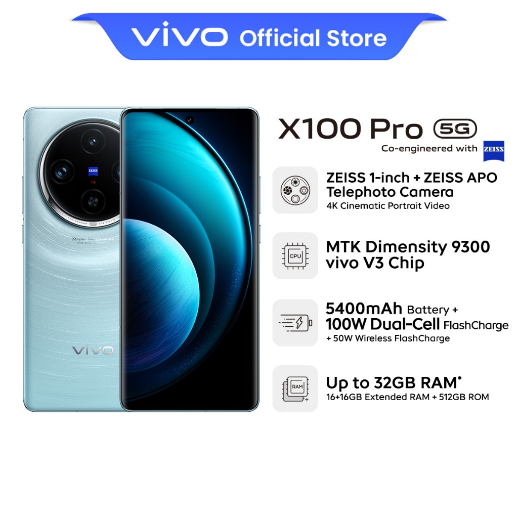 New Launch vivo X100 Pro 5G MediaTek Dimensity 9300 V3 Chip, ZEISS 1 ...