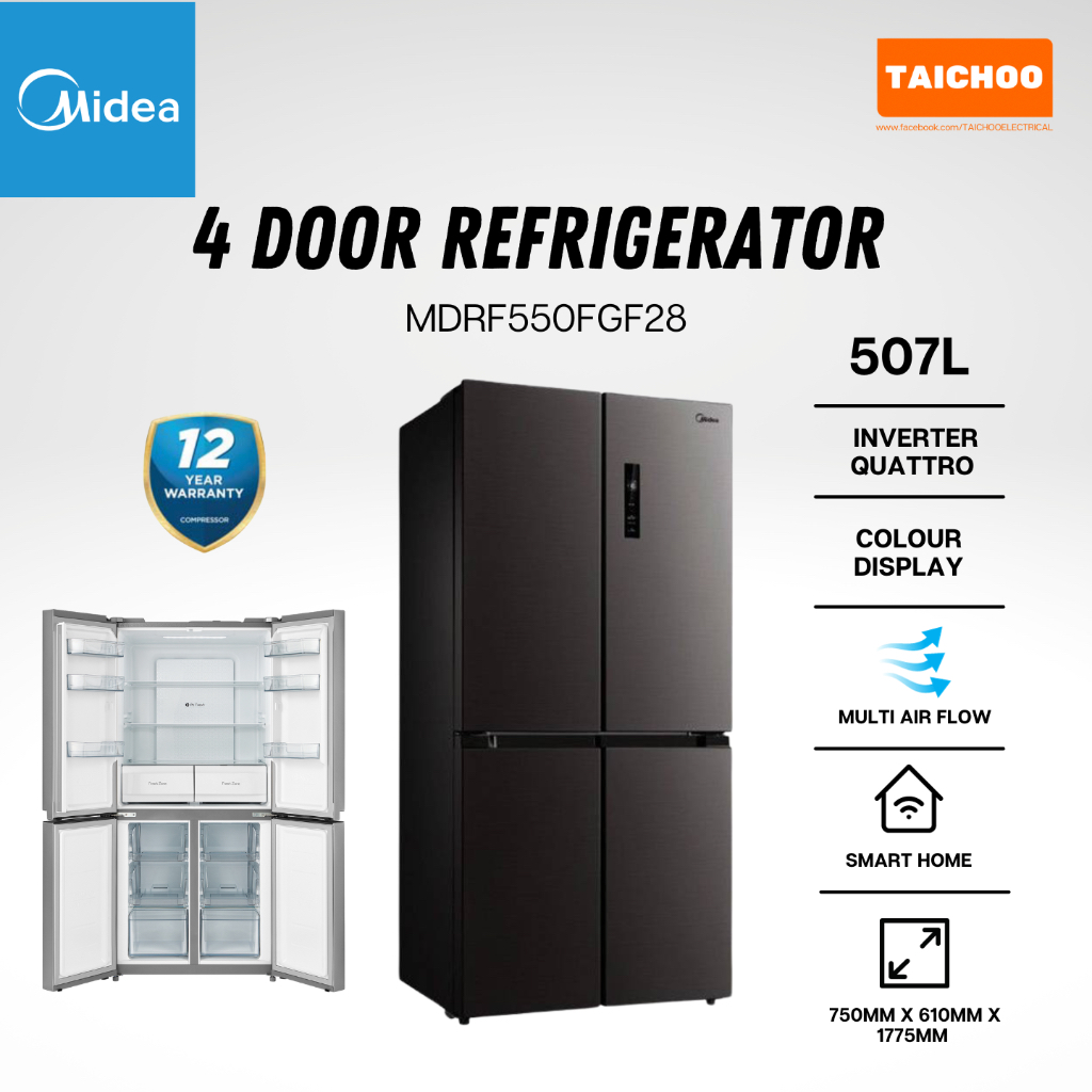 Midea 4 Door Refrigerator Inverter Quattro Refrigerator 507L (SmartHome ...