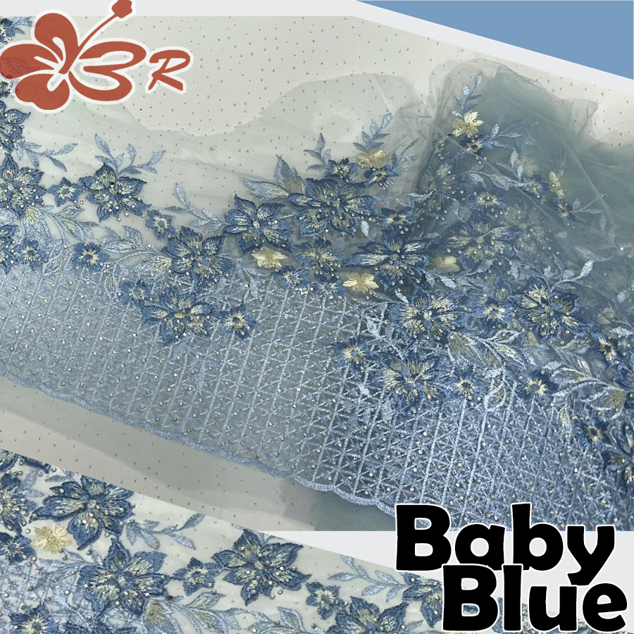 Renda Border Lace Batu Kilat / Kain Renda Corak Bunga Mewah / Sesuai ...