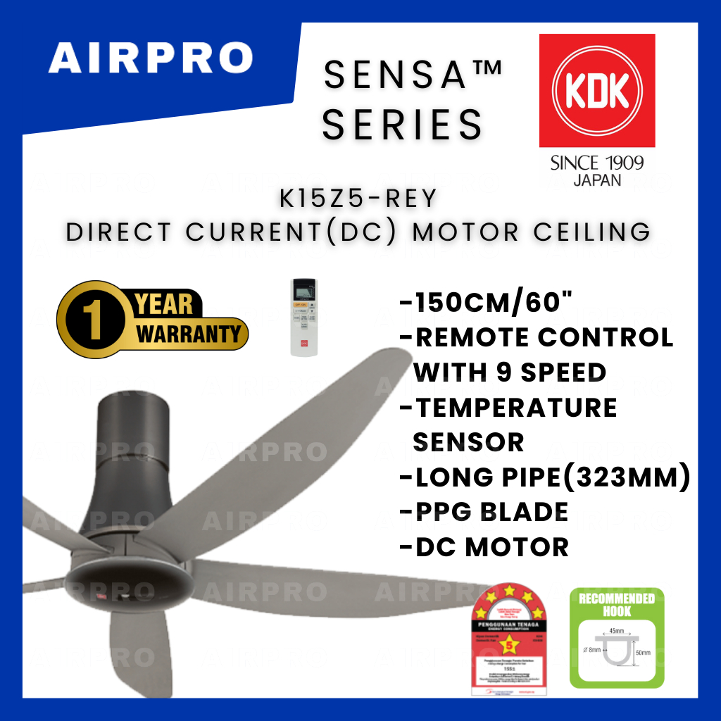 [KDK] Sensa™ Series K15Z5-REY Direct Current (DC) Motor Ceiling Fan ...