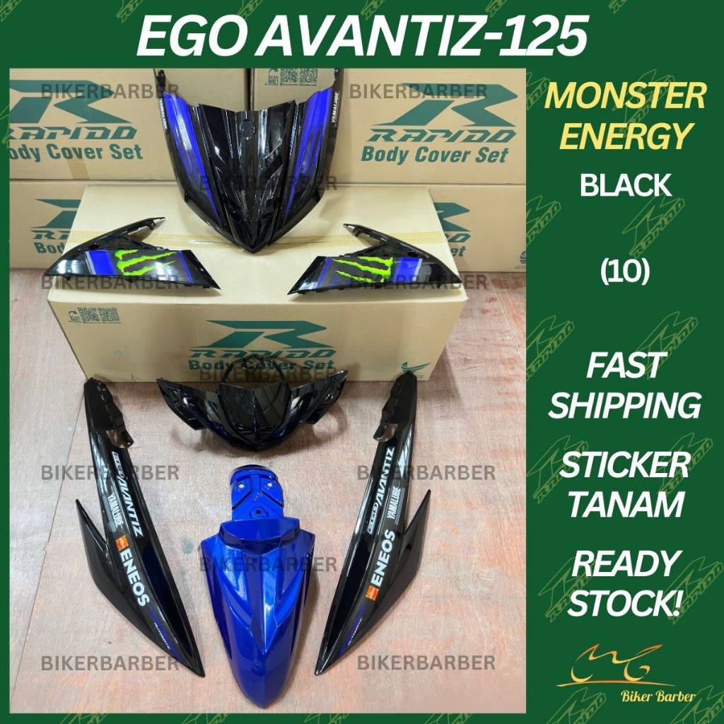 RAPIDO Coverset Yamaha Ego Avantiz-125 GP EDITION (10) Black Body Cover ...