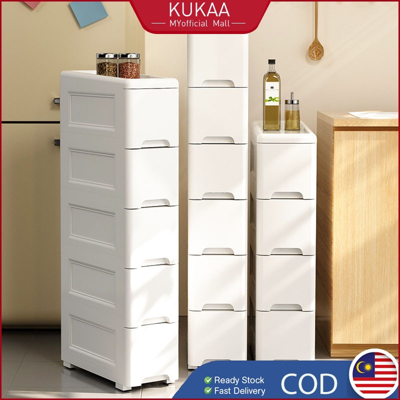 Kukaa Slim Plastic Drawer Storage Cabinet Drawer Rak Buku Almari Untuk ...