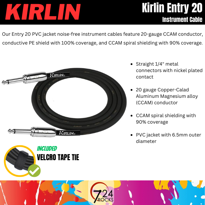 Kirlin Cable IPCC-201PN Mono Plug Instrument Cable For Electric ...