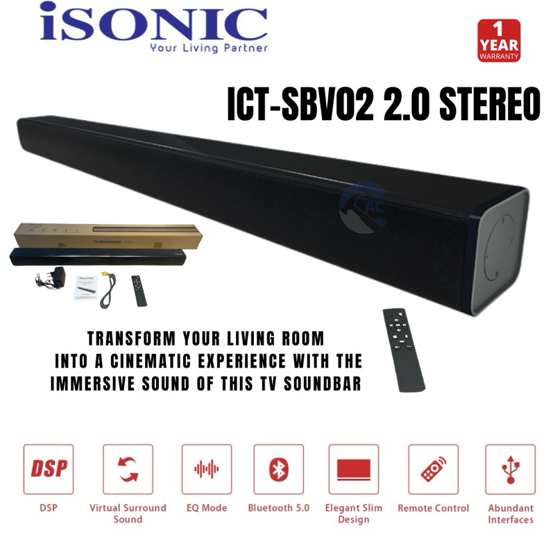 ISONIC TV SOUND BAR SPEAKER ICT-SBV02 | Surrounding | Speaker | Tv Speaker K | Shopee Malaysia