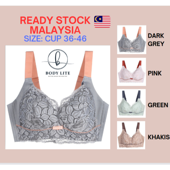 Women Thai Lace Bra Plus Size Large Cup (Cup 36-46) Wireless Thin ...