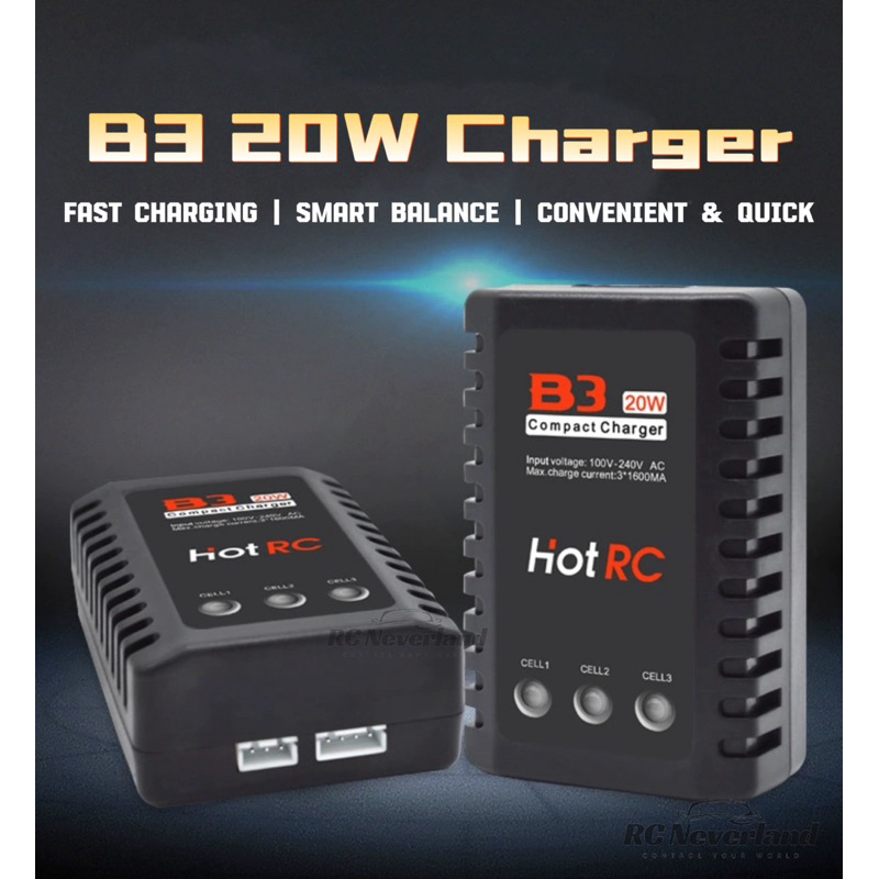 Hotrc 10W B3 Lipo battery balanced charger fast model aircraft battery 2S3S lithium battery ...