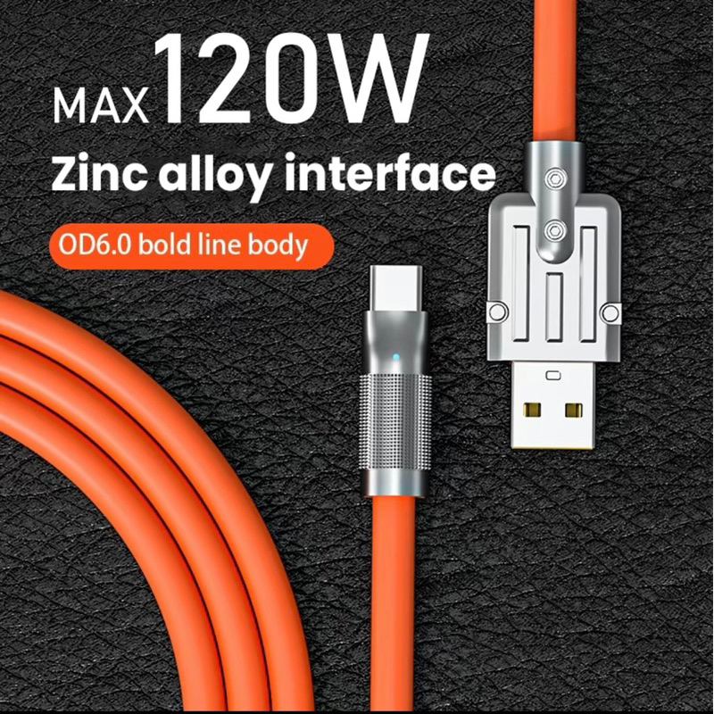 120W 6A Fast Charging Cable Data Cable Type-C Micro Usb Silicone Cable ...