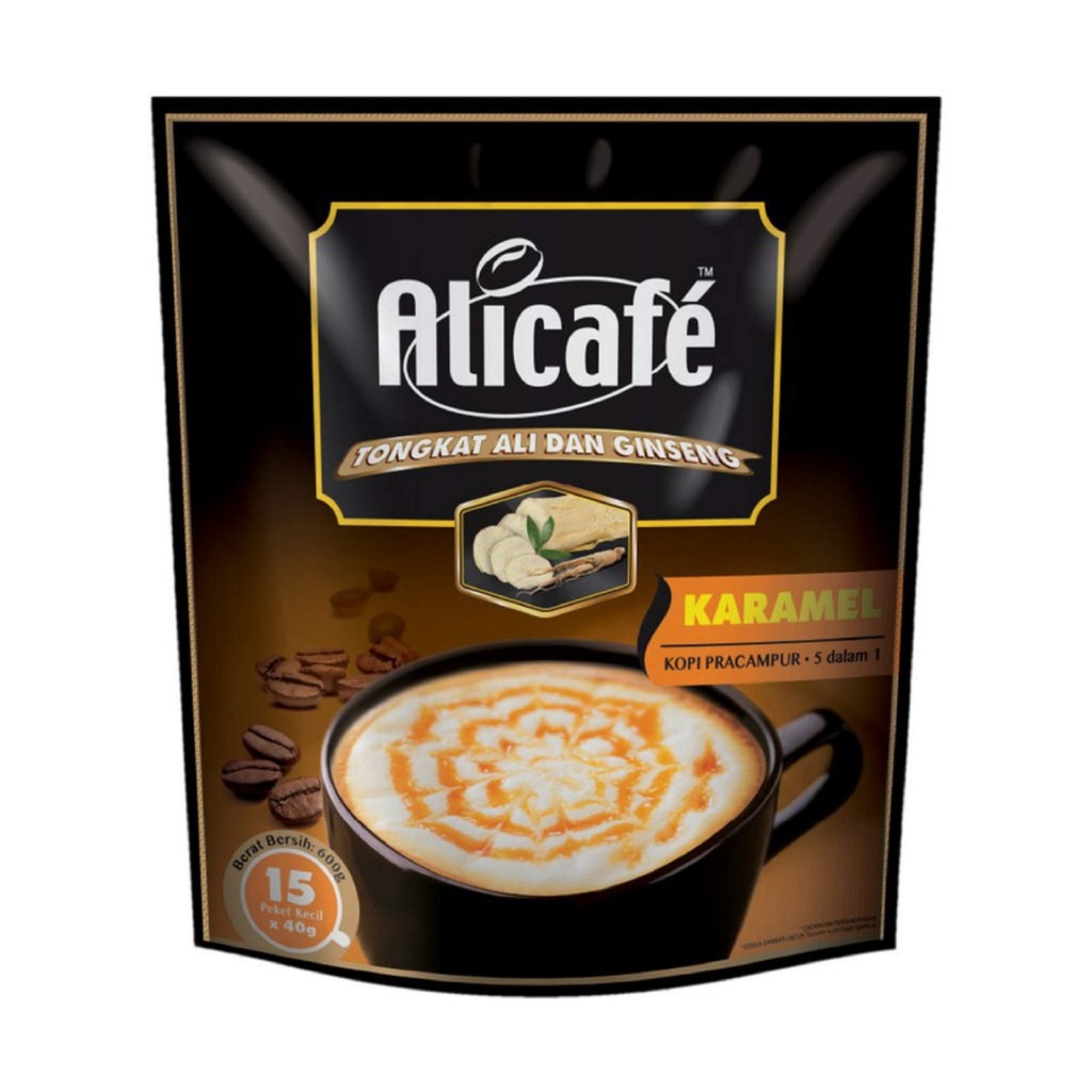 Alicafe Tongkat Ali dan Ginseng 5 in 1 Premix Coffee - Karamel (15 x ...