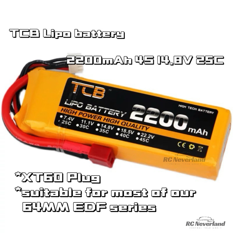 TCB Lipo battery 2200mAh 4S 14.8V 25C model aircraft fixed wing for toy ...