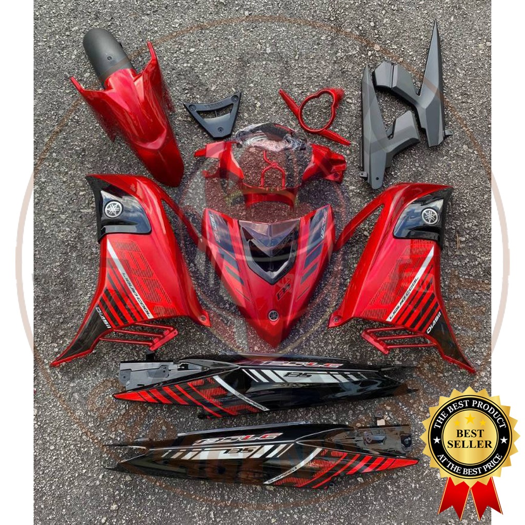 COVERSET BODYSET YAMAHA LC LC135 V6 V7 DR RED BATMAN MERAH 2015 STRIPE ...