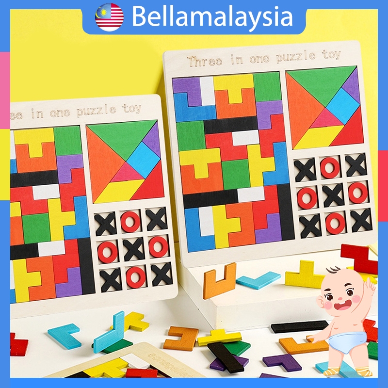 Bella 3 in 1 Wooden Russian Puzzle Block Boarding Game Wooden ...