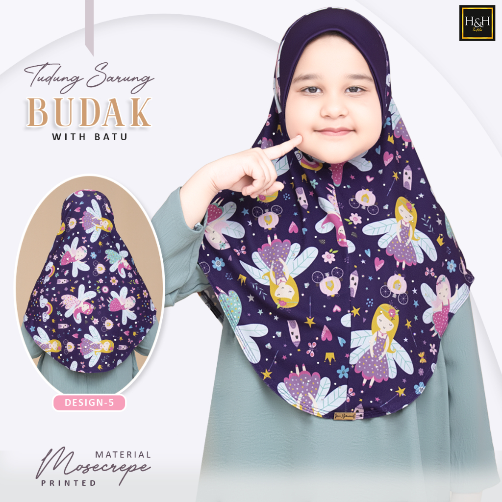 🎀 Raya Arrival 🎀 Fairy Print Tudung Sarung Budak Mosecrepe Printed with ...