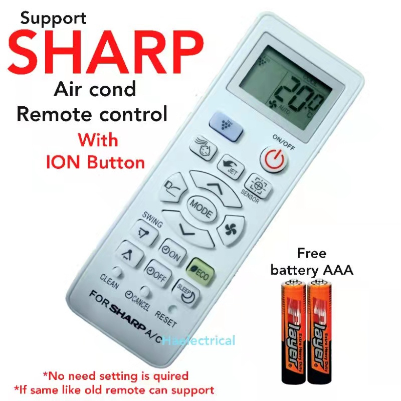 (Free Battery) Sharp Air Cond Remote Control (ION ECO Button) AH-AP9SMD ...