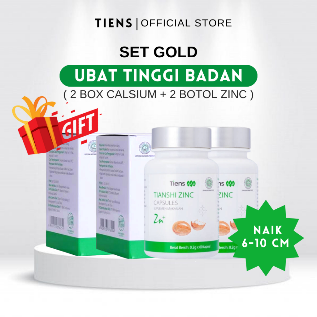 SET GOLD UBAT TINGGI BADAN TIENS TIANSHI ORIGINAL CALSIUM + ZINC DEWASA ...