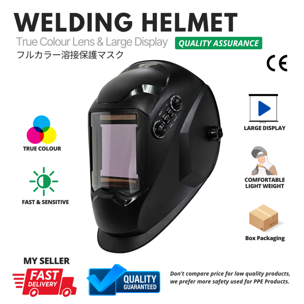 Big View Automatic Welding Helmet Large Display Auto Darkness Solar ...