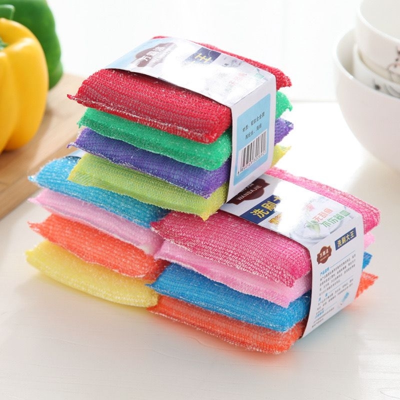 4pcs Scrub Wash Clean Block Wipe Pot No Oil Dishcloth Water Uptake ...