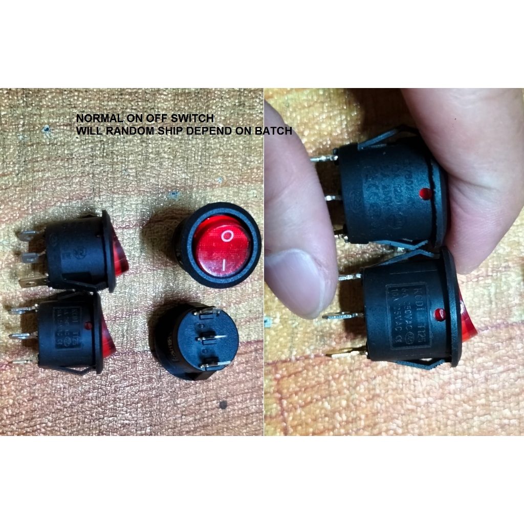KCD1 PB86-A1 ON/OFF Round Rocker Toggle Switch 6A 250VAC Plastic Power Push Button Panel Opening ...
