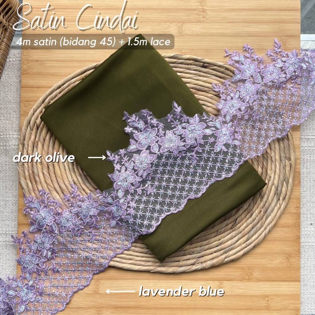 (DARKOLIVE, SMOKEY, DUSTYGREEN, MINT, EMERALD) SATIN CINDAI SET KAIN ...