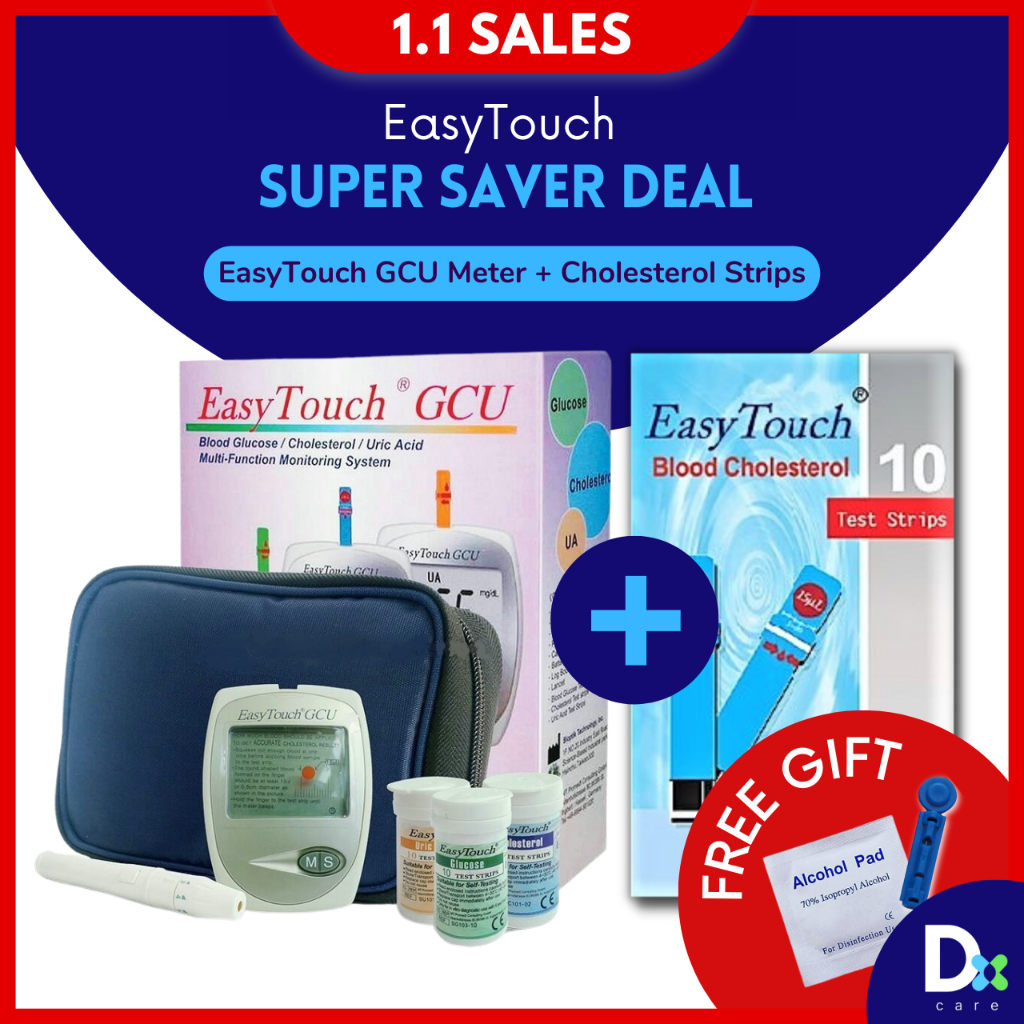[🎁 𝐅𝐑𝐄𝐄 𝐆𝐈𝐅𝐓𝐒] EasyTouch GCU 3In1 Glucose-Cholesterol-Uric Acid Blood ...