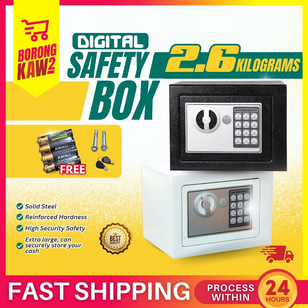 Small Digital Safety Box 2.6kg Steel FREE Battery Jewelry Document Safe ...