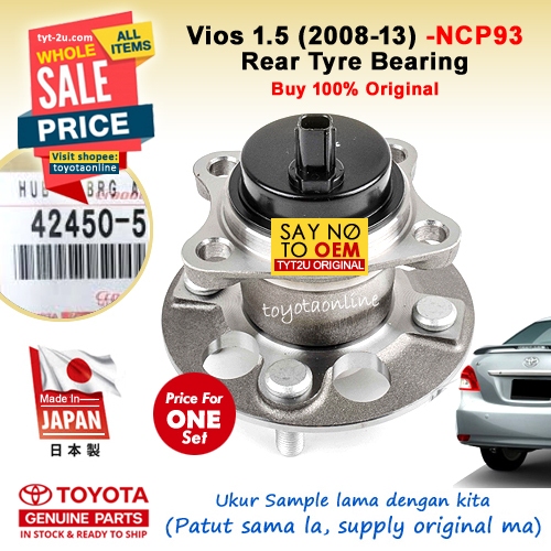 (100% Original) Vios 1.5 (2008-2013) NCP93 Rear Tyre Bearing 42450 ...
