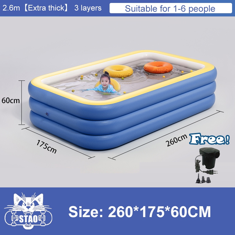 SPORT Kolam Mandi Budak 3 Rings Inflatable Swimming Pool For Kids ...