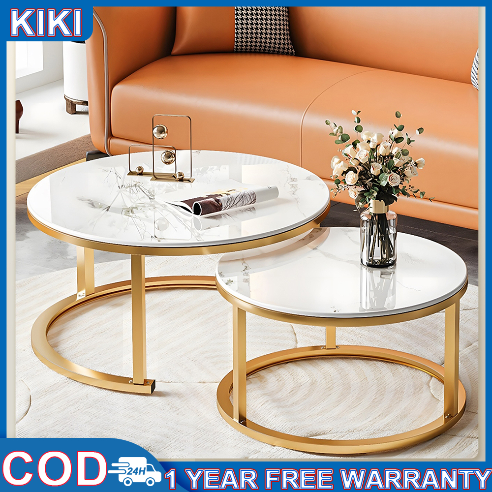 Meja Bulat Ruang Tamu Round Living Room Table Set Coffee Table Marble ...