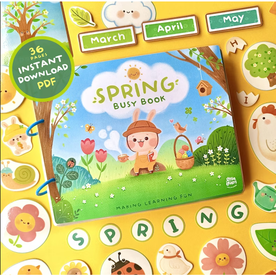 PDF] Spring Busy Book Quiet Book Preschool Kids Printable Montessori ...