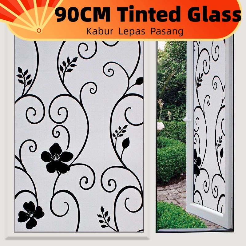 90cm lebar Tinted Cermin Sliding Door Frosted Film Sticker Cermin kaca ...