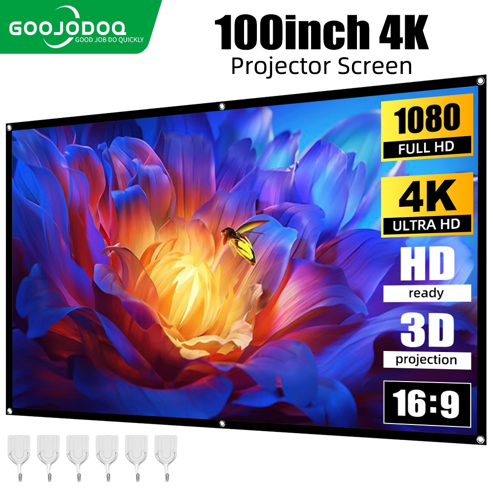 GOOJODOQ Portable Folding Movie Curtain Projector Screen (100 ...
