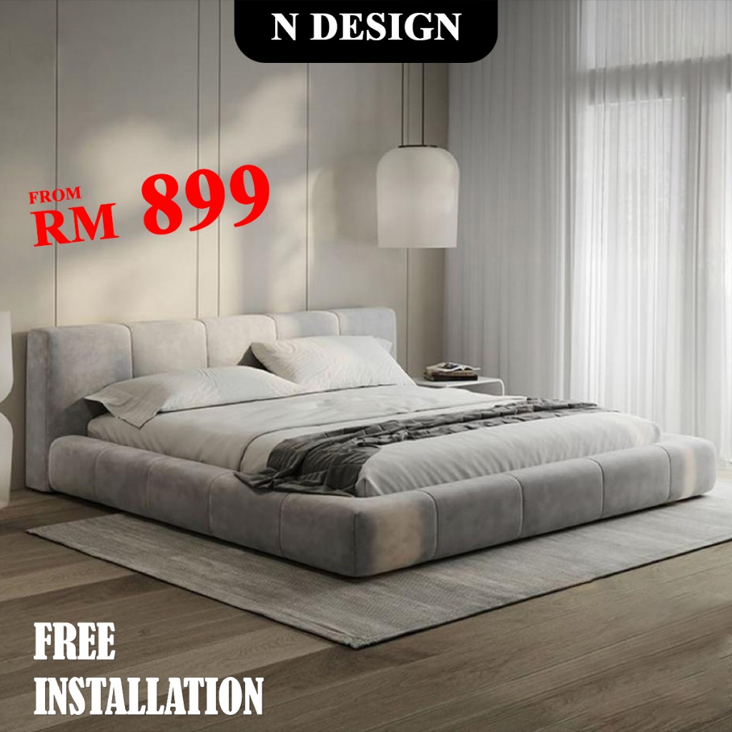 [N Design]Queen Divan + Headboard Only / Fabric Bedframe / Katil Murah / Divan Bedframe / Nordic ...