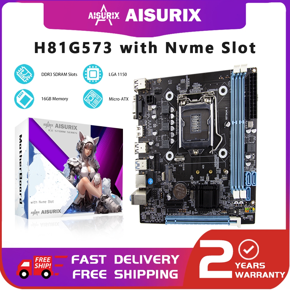 AISURIX H81 Motherboard Mobo LGA 1150 CPU HASWELL Intel Socket DDR3 H81G573 | Shopee Malaysia