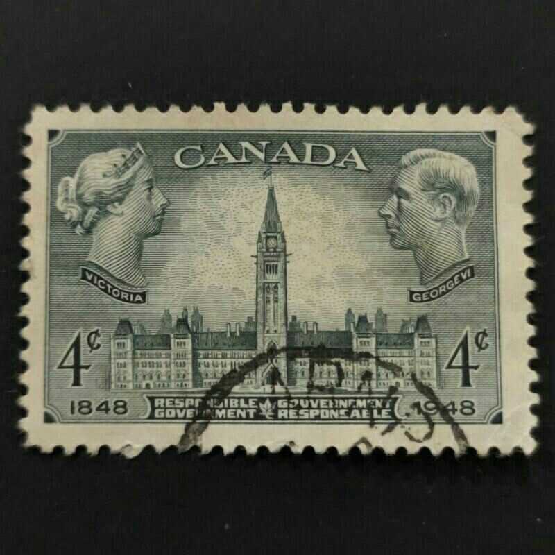 1948 Stamp Canada-Complete Used Stamp-4c King George VI Queen Victoria ...
