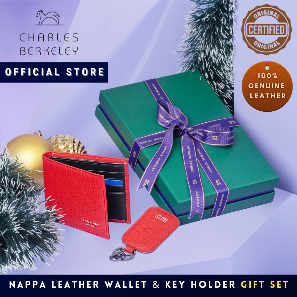 Charles Berkeley ALEXA Saffiano Leather Wallet & Key Holder Gift Set ...